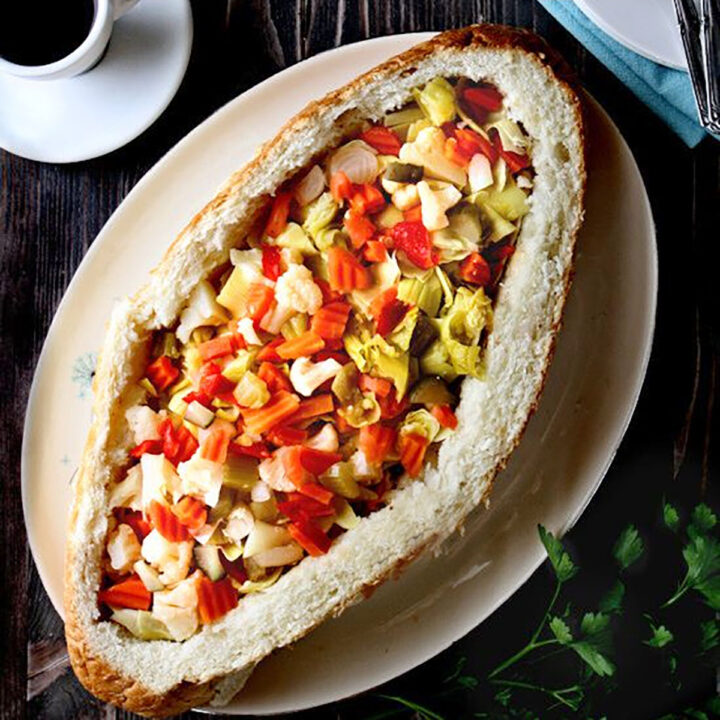 Vegetable Antipasto-Stuffed Bread - Heavenly Home Cooking