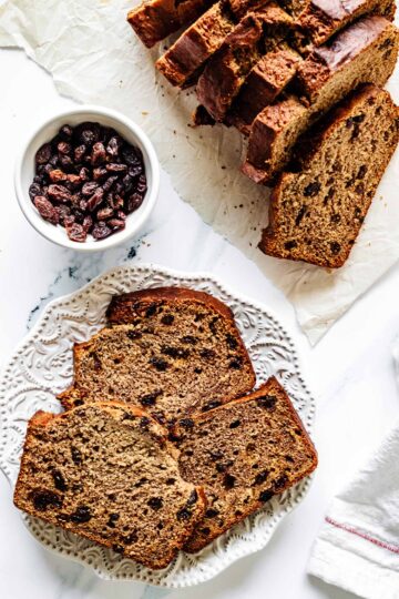 Banana Raisin Bread (Moist, Easy & Freezable) - Heavenly Home Cooking