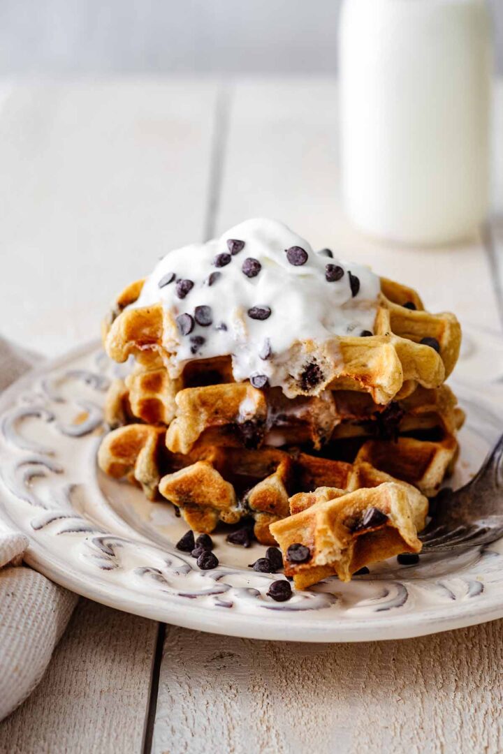 Chocolate Chip Waffles (Quick & Easy) - Heavenly Home Cooking