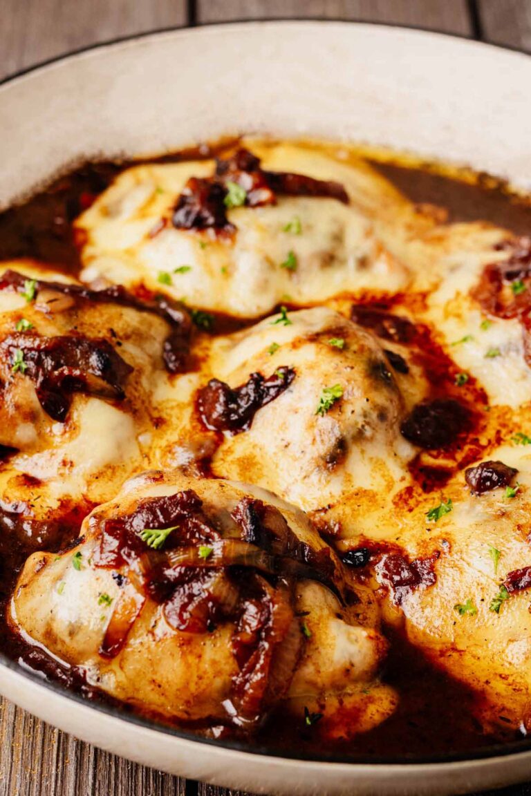 French Onion Chicken Thighs - Heavenly Home Cooking